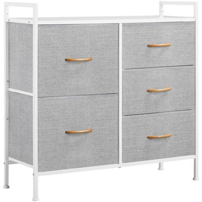 Yaheetech Fabric Chest Of Drawers With 5 Drawers Light Grey by B&Q ...