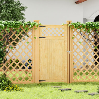 Thehotsale Garden Wood Gate Rhombus With Latch And Hardware Kit 90Cm X ...