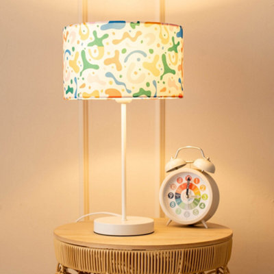 Valuelights Charles White Metal Single Stem Table Lamp With Abstract ...