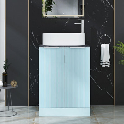 Royal Bathrooms Evora 600mm Sky Blue Fluted Floor Standing Countertop ...