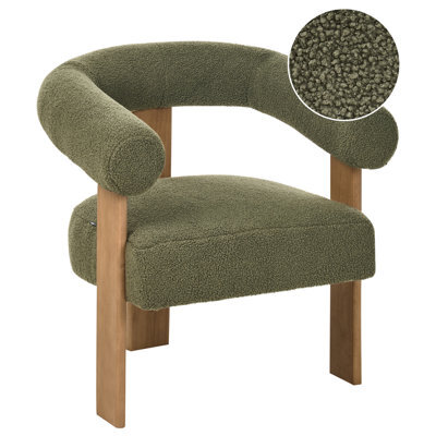 Beliani Retro Armchair Ilbro Boucle Green by B&Q | ufurnish.com