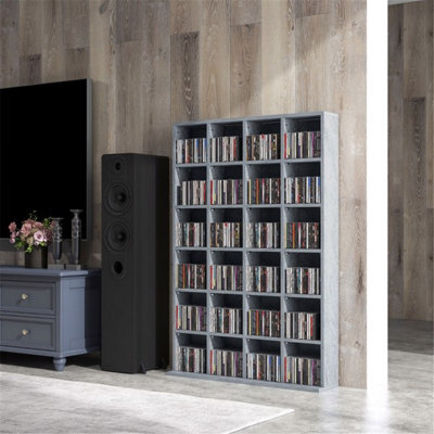 Cement Grey Particle Board Cd Storage Rack, Suitable For Living Room ...