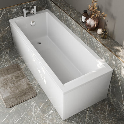 Affine Modern Bathroom Single Ended 1700 X 750mm Straight Bath Square ...