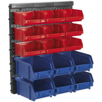 15 Tray / Bin Wall Mounted Parts Storage Rack - Garage & Warehouse ...