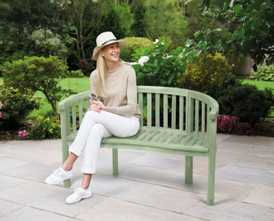 Greenhurst Woodfield Banana Bench Sage Green Solid Acacia Wood by B&Q ...