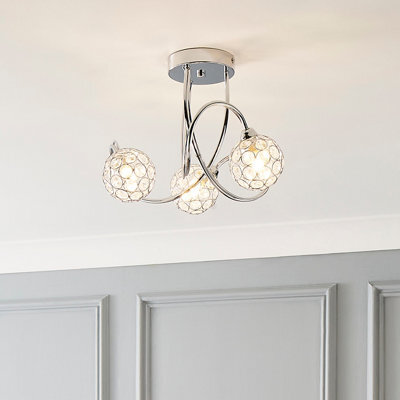 The Lighting Edit Ida Crystal Glass & Metal Chrome Effect 3 Lamp Led ...