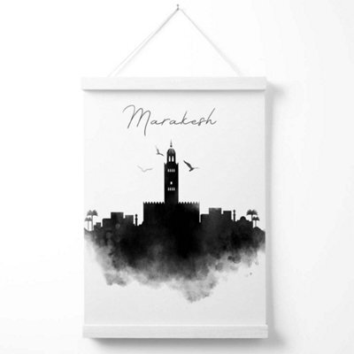 Artze Wall Art Marakesh Watercolour Skyline City Art Print With White ...