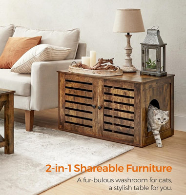 Songmics Feandrea Decorative Litter Box Cabinet, Dual-Door Pet ...