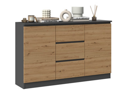 2D3S Modern Sideboard Anthracite Artisan Oak by B&Q | ufurnish.com
