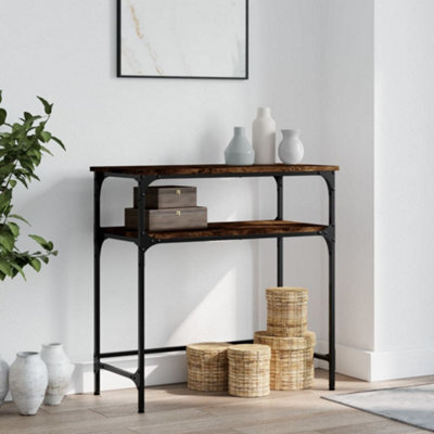 Berkfield Console Table Smoked Oak 75X35.5X75 Cm Engineered Wood by B&Q ...