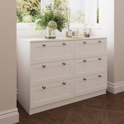 FWSTYLE 6 Drawer Chest Of Drawers Deep Design Modern Panelled Fronts ...