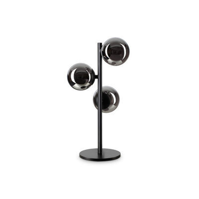 Ideal Lux Perlage 3 Light Globe Table Lamp Black, Non-Dim by B&Q ...