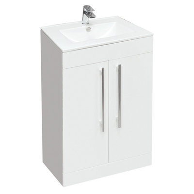 Plum&clay Denver White Floor Standing Vanity Unit & Basin Set (W)615mm ...