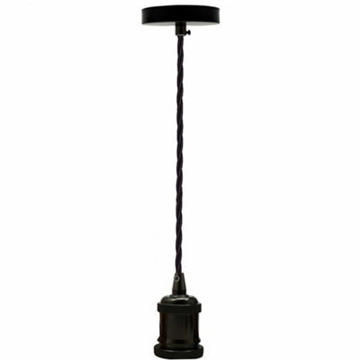 2M Fabric Flex Twisted Cable Pendant Light Set With E27 Holder by B&Q ...