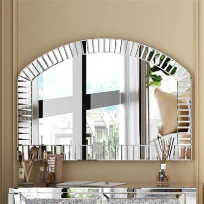 Artloge Venetian Large Wall Mirrors 100X70Cm Silver Pleated Glass Edge ...