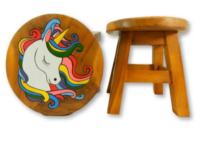 Childrens Wooden Stool - Unicorn Head Step Stool by B&Q | ufurnish.com