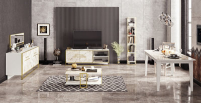 Decorotika Polka Modern Living Room Set (Tv Stand, Bookcase And Coffee ...