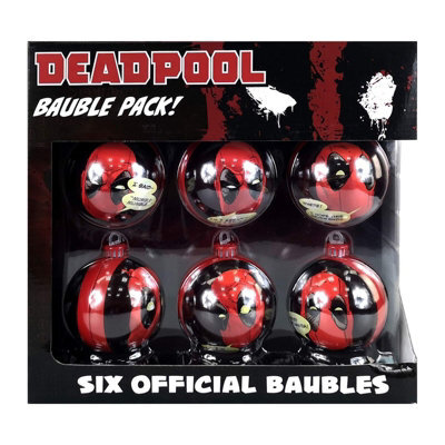 Marvel Deadpool 6Pc Christmas Tree Baubles Decorations by B&Q ...