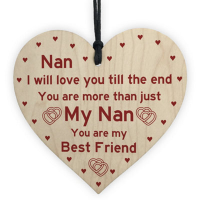 Red Ocean Nan Best Friend Gift Wooden Heart Birthday Mothers Day Gift ...