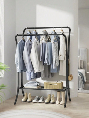 Songmics Clothes Rail, Portable Clothes Rack, Double Clothes Hanging ...