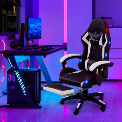 Alivio 360 Degree Swivel Led Gaming Chair With Footrest Lumbar Back ...