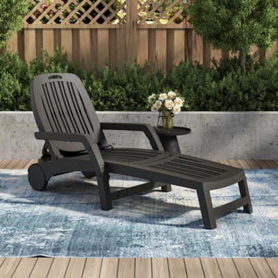 Thehotsale Foldable Sun Lounger With Adjustable Back Plastic Reclining ...