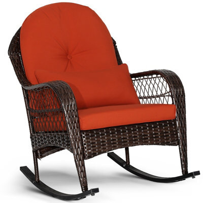 Costway Outdoor Patio Rattan Chair Wicker Sturdy Rocking Armchair ...