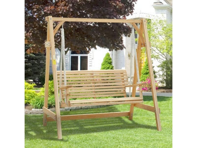 Chilli Seating 2 Seater Garden Swing Seat Larch Wood Swing Chair Bench ...