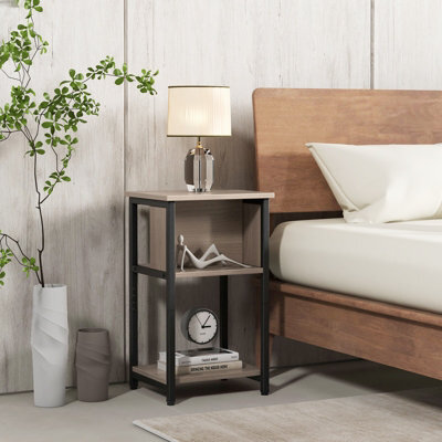 Costway 3-Tier End Table Bedroom Nightstand Narrow Sofa Side Table W/ Shelf by B&Q | ufurnish.com