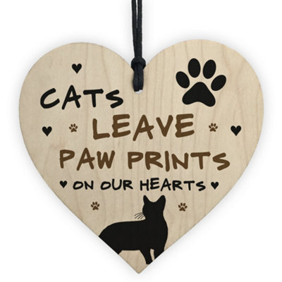Red Ocean Cats Leave Paw Prints On Our Heart Wood Plaque Cat Lover Gift ...