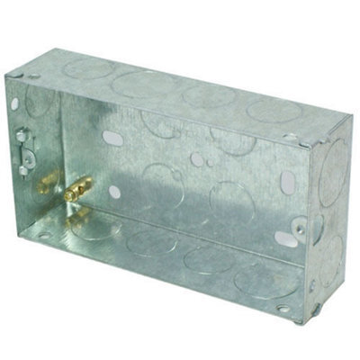 47mm Twin Double Metal Flush Mounted Back Box 2 Gang Brick Wall Hole Pattress by B&Q | ufurnish.com