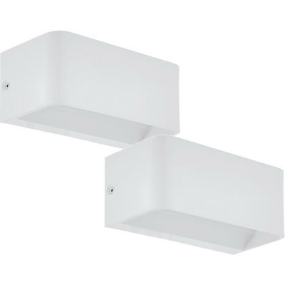 2 Pack White Led Wall Lights - Modern Long Box Design With 10W Bulbs ...