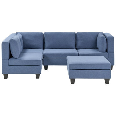 Beliani 4 Seater Right Hand Modular Fabric Corner Sofa With Ottoman ...