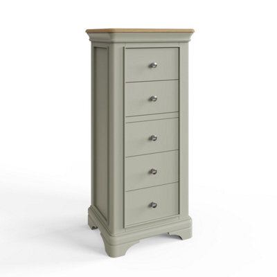 Fwstyle 5 Drawer Sage Green Solid Painted Oak Chest Of Drawers by B&Q ...