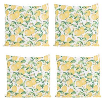 Dibor Set Of 4 Lemon Pattern Luxury Cotton Scatter Indoor Outdoor ...