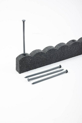 Nicoman Flexi Curve Grey Rubber Scallop Lawn Edging Garden Border 1.2M ...