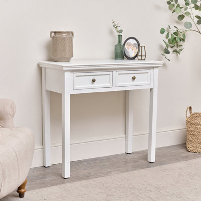Melody Maison White 2 Drawer Console / Dressing Table - Daventry White ...