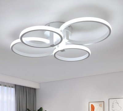 Ceiling Lamp Modern Round Led Ceiling Light 4 Rings White by B&Q ...
