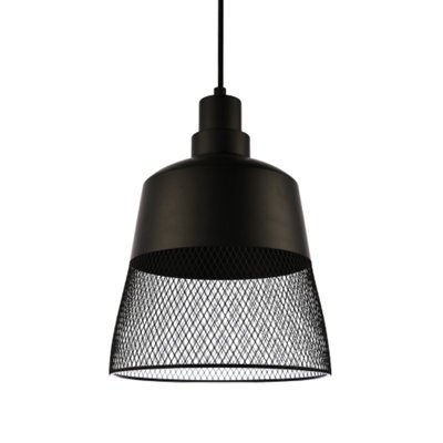 Happy Homewares Industrial Vintage Pendant Light Shade With Wire Mesh ...