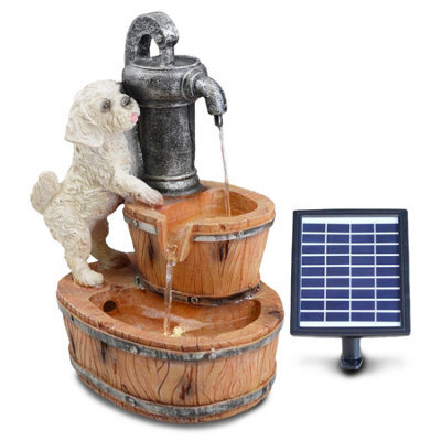 Geezy Solar Water Fountain Led Puppy Solar Water Feature Home Garden ...