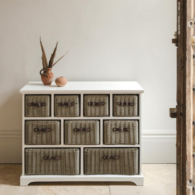 Statement Furniture Tetbury 9 Drawer Storage Unit- White With Grey ...