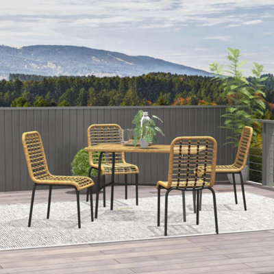 Chilli Seating Fiji Rattan Outdoor Dining Set With Tempered Glass Table ...