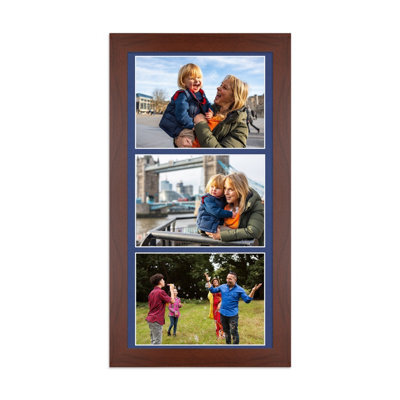 AK Frames 16X8 Rose Wood Modern Multi Photo Frame With Blue Mount ...