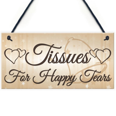 Red Ocean Shabby Chic Wedding Sign Present Tissues Happy Tears Plaque ...