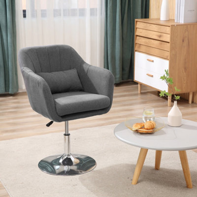 Homcom Retro Linen Swivel Tub Chair With Steel Frame Cushion Seat Dark ...