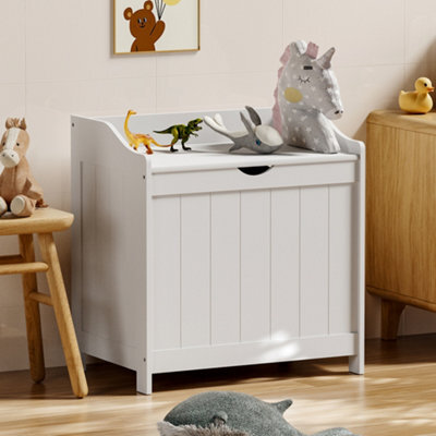 Living And Home Wooden White Lift Top Toy Box Storage Box by B&Q ...