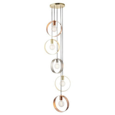 Luminosa Lighting Luminosa Hoop 5 Light Cluster Ceiling Pendant Brushed ...