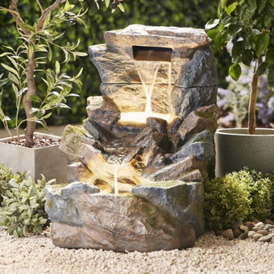 Garden Gear Large Tumbling Rock Wall Water Feature, Outdoor Self ...