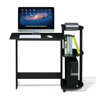 Walplus Furinno Compact Computer Desk With Shelves, Americano/black by ...