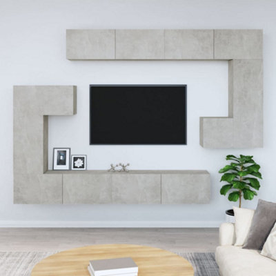 Walplus Wall-Mounted Tv Cabinet Concrete Grey Engineered Wood by B&Q ...